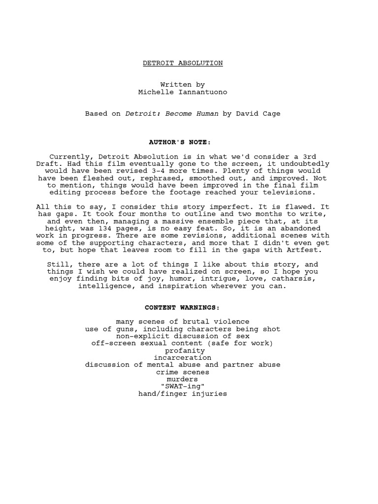 Detroit Absolution Final Draft | PDF