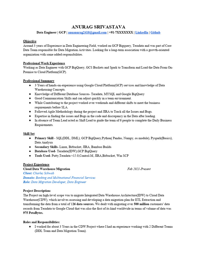 ANURAG SRIVASTAVA Resume Template | PDF | Computing | Software Engineering