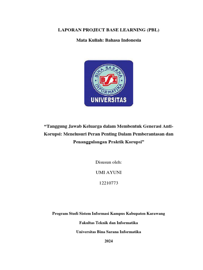 LAPORAN PROJECT BASE LEARNING uts b.Indo | PDF