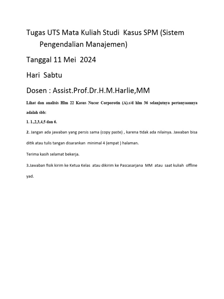 M.harlie SPM 2024 - UTS Kls Banjarbaru. | PDF | Pengembangan Diri
