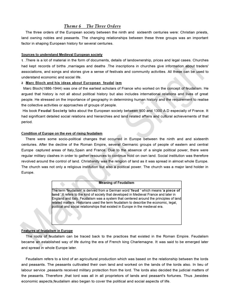 CH 6 Important Notes | PDF | Feudalism | Crop Rotation