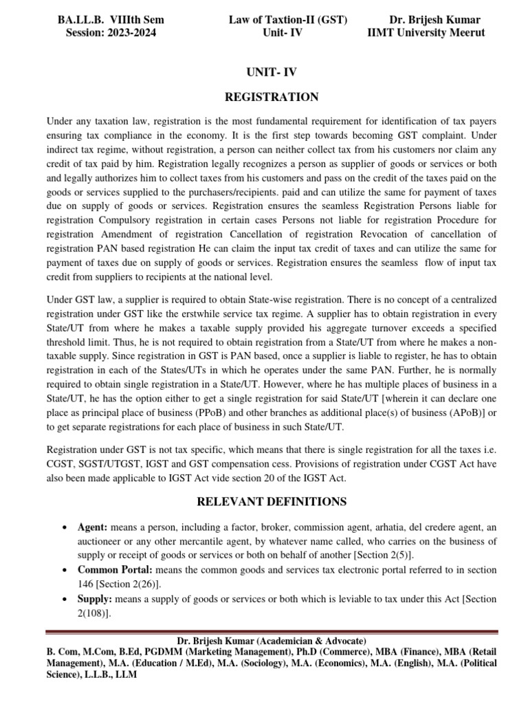 Unit-IV Gst Notes | PDF | Taxes | Economies