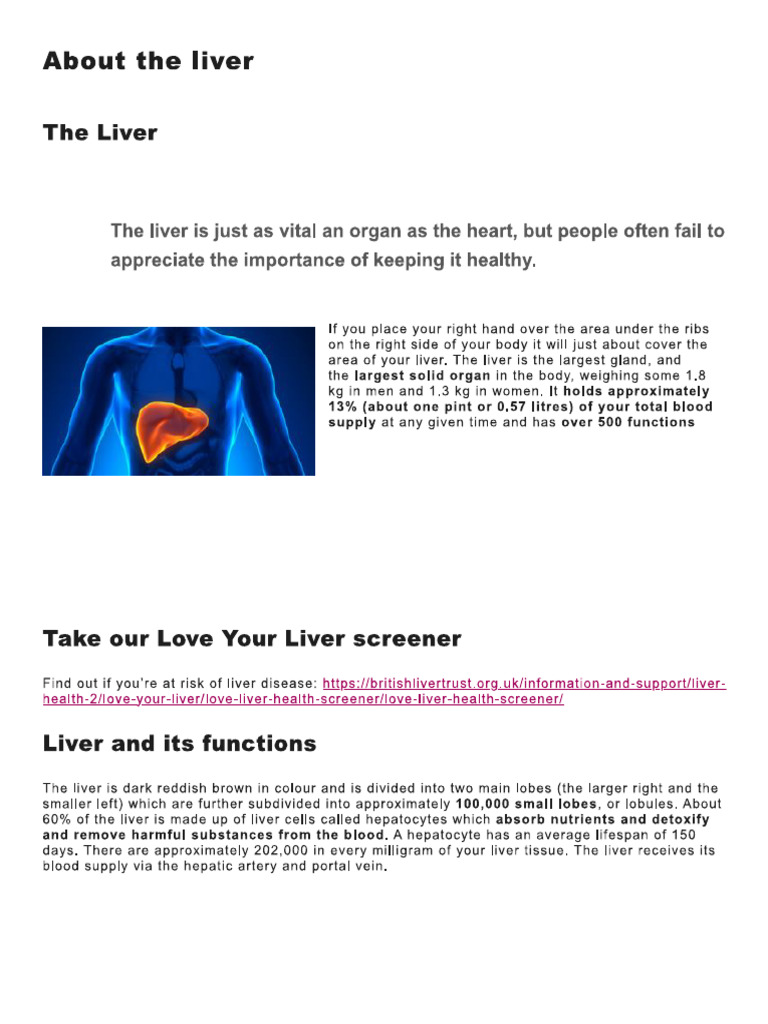 About the liver - British Liver Trust ENG | PDF