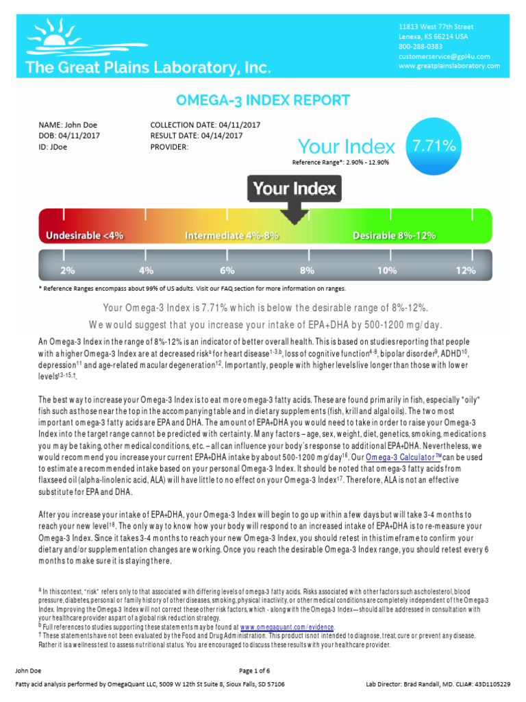 Omega 3 Sample Report | PDF | Omega 3 Fatty Acid | Natural Products