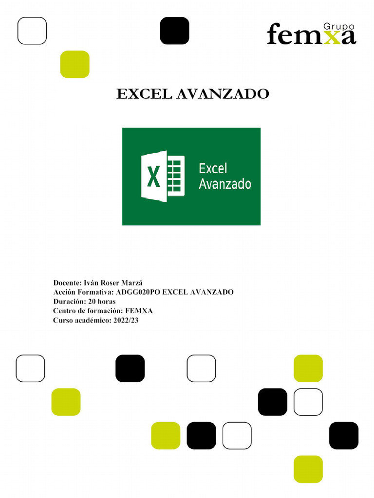 Manual Adgg020po Excel Avanzado | PDF | Microsoft Excel | Hoja de cálculo
