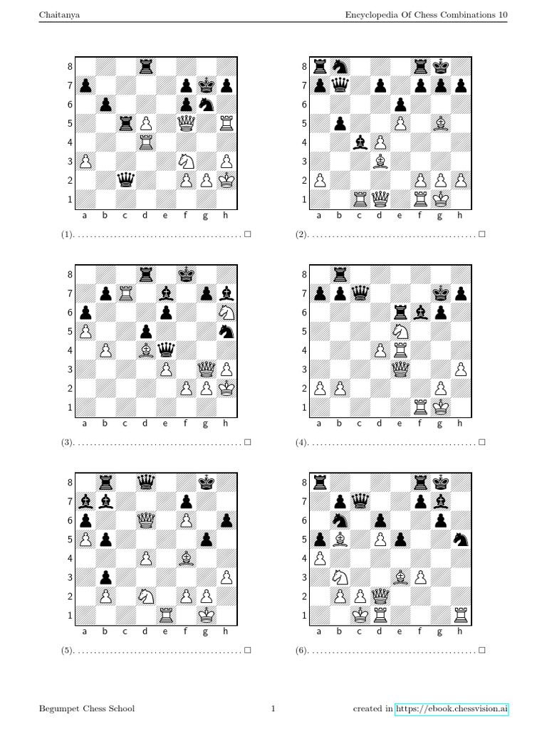 Encyclopedia of Chess Combinations 10 | PDF