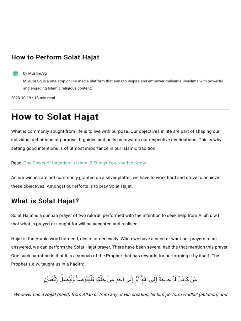 Guide to Performing Solat Hajat | PDF | God In Islam | Islamic Ethics
