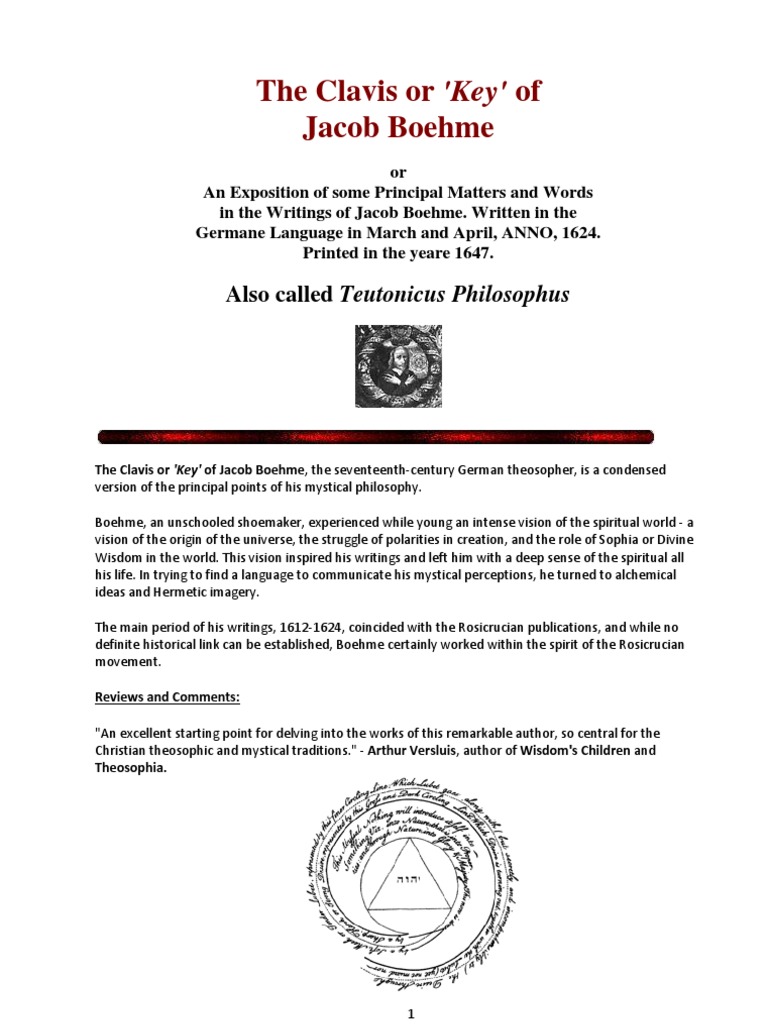 Jacob Boehme - The Clavis - Key | PDF | Social Science | Philosophy