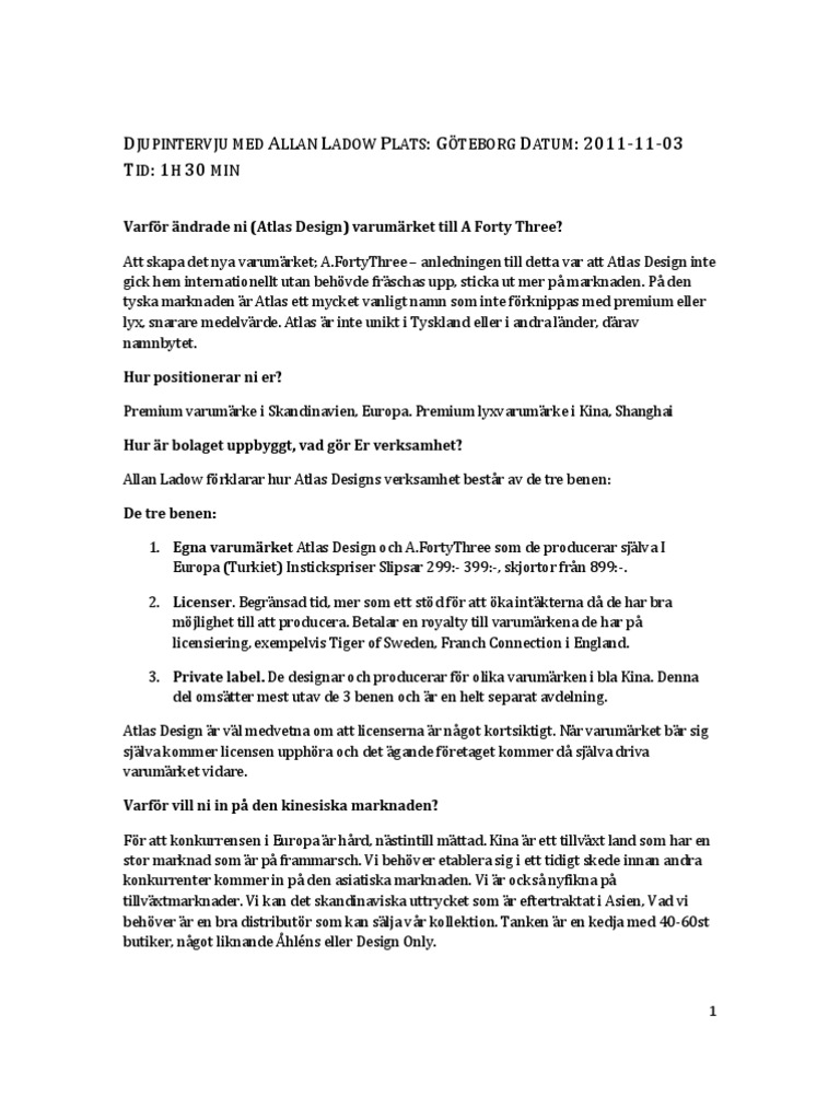 Djupintervju Allan Ladow | PDF