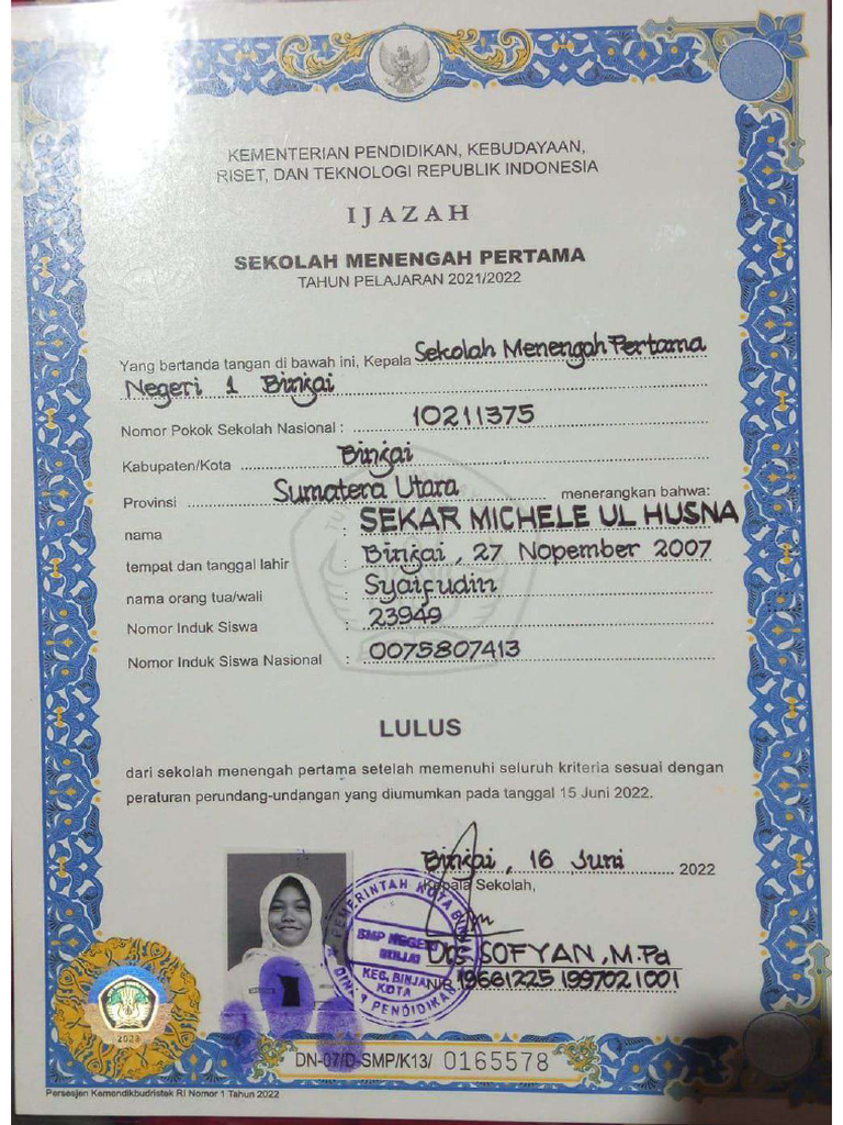 Ijazah SMP | PDF