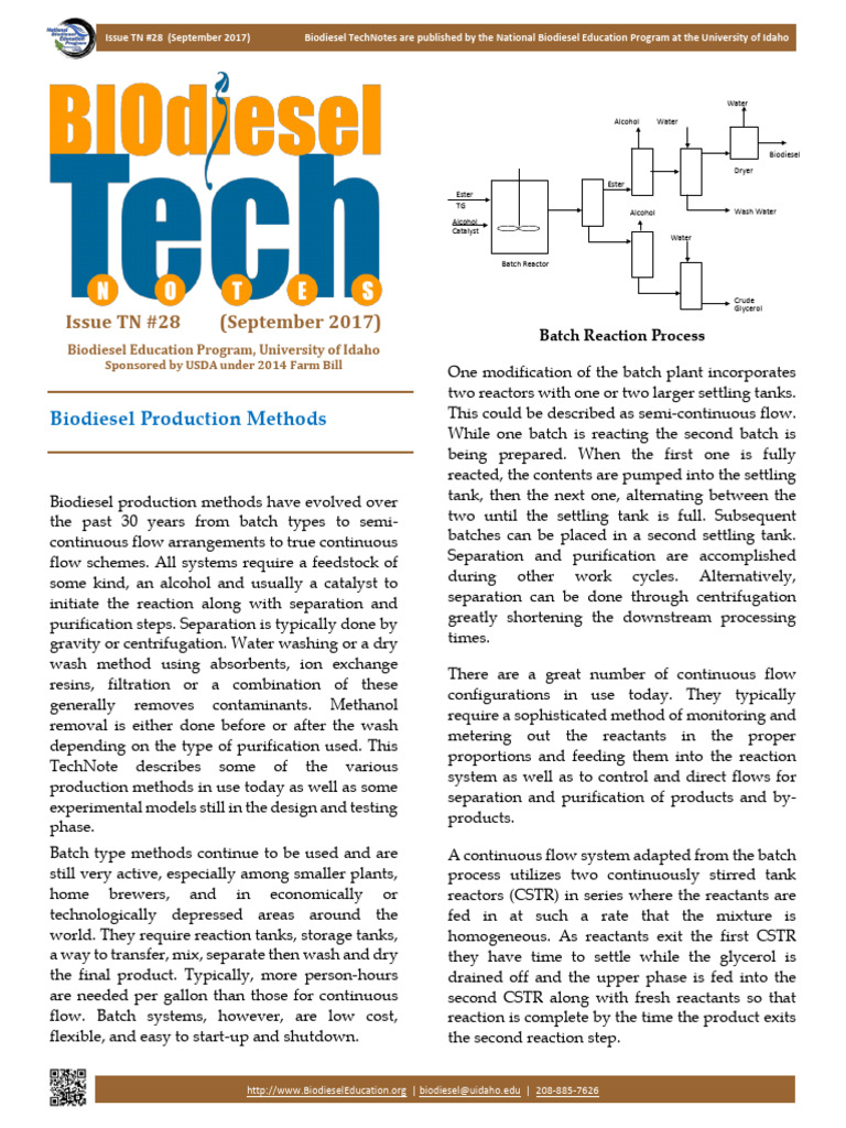TN28 Production Methods | PDF | Biodiesel | Chemical Reactor