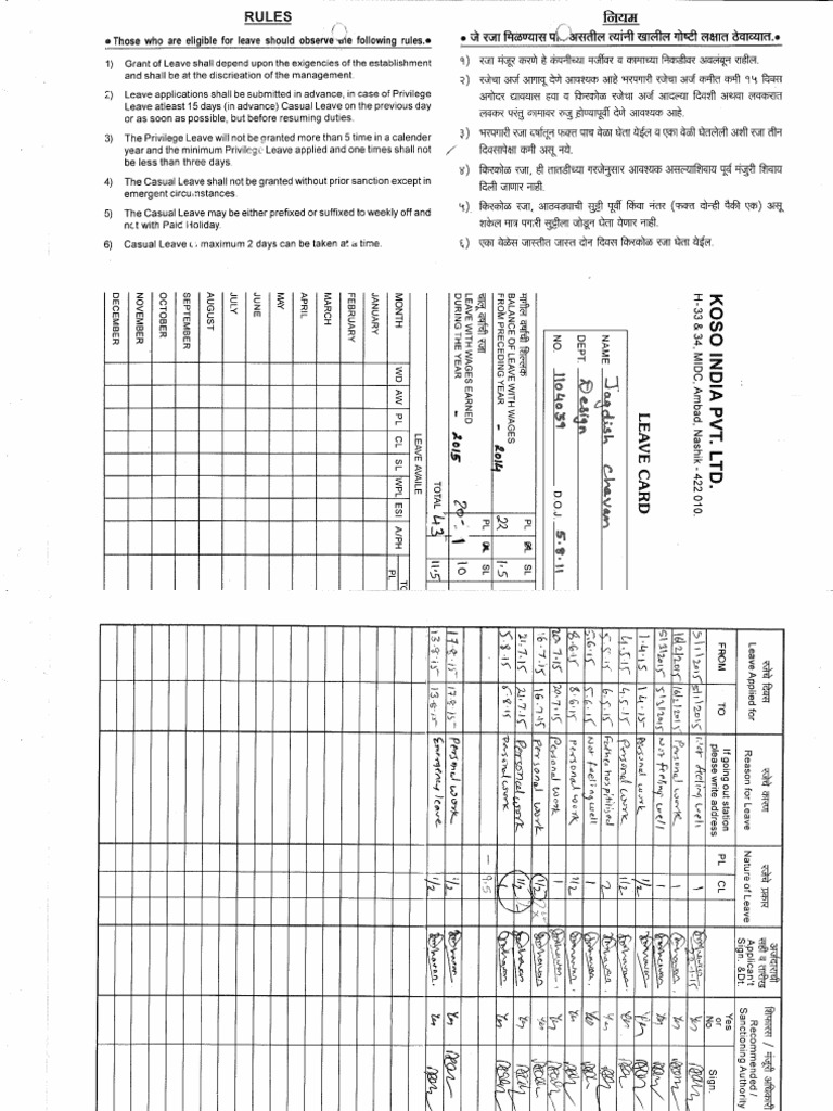 Leave Card | PDF