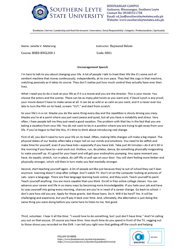 Speech 1 | PDF | Psychology | Behavioural Sciences