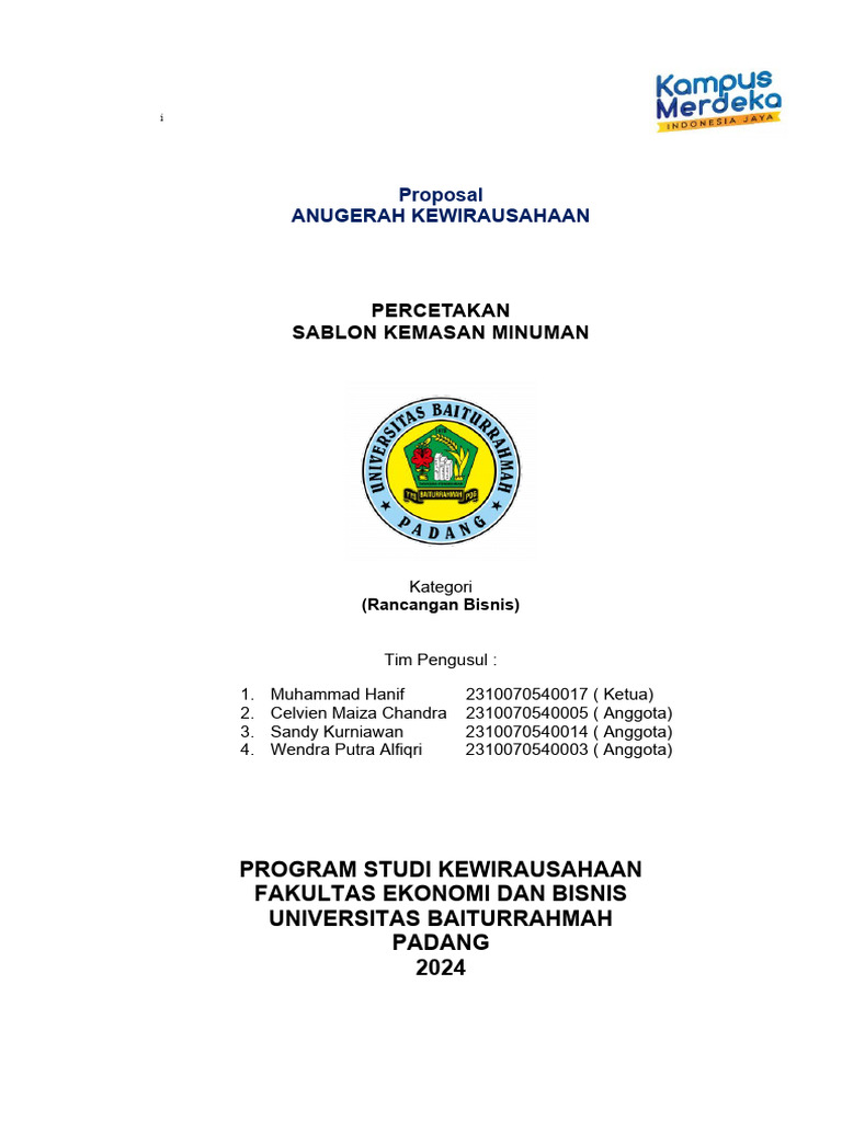 Proposal Bisnis Printing | PDF