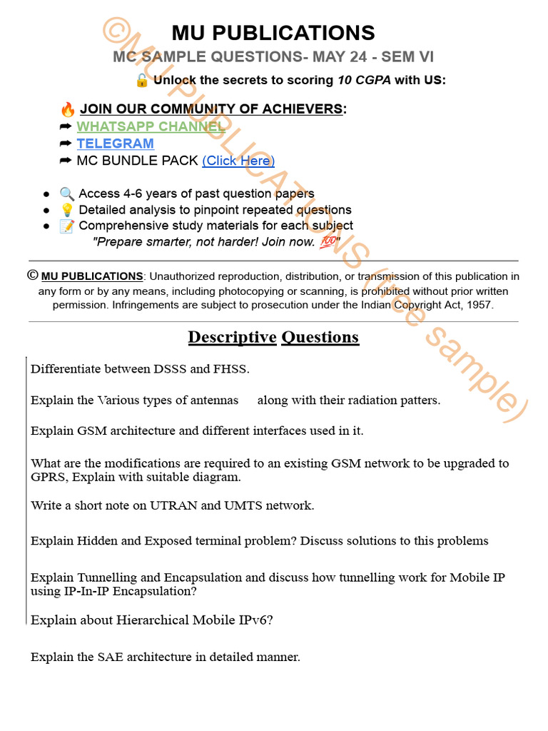MC SAMPLE QUESTIONS (Free Sample) | PDF | Lte (Telecommunication ...