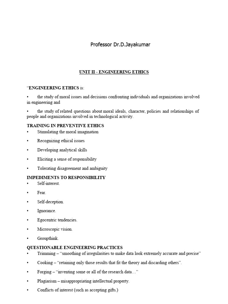 Unit Ii - Engineering Ethics | PDF | Utilitarianism | Morality