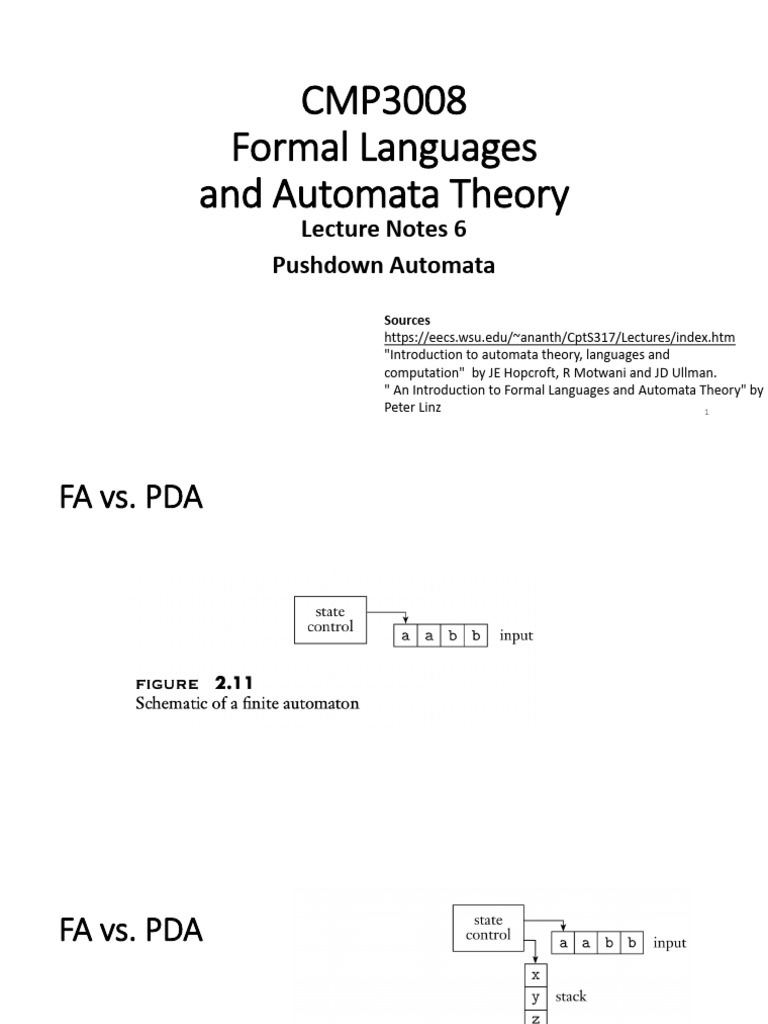 CMP3008 LN6 PushdownAutomata PDF | PDF | Formal Methods | Computer Science