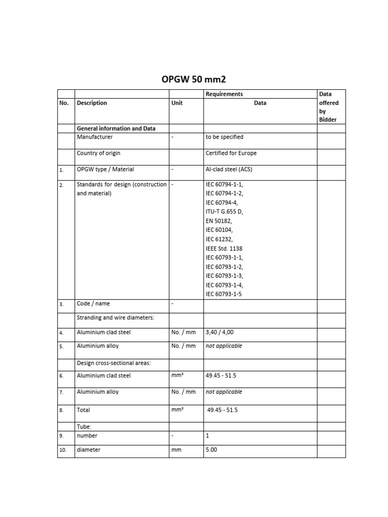 OPGW 50 mm2 | PDF | Optical Fiber | Electromagnetic Radiation