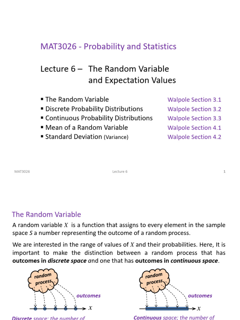 Lecture06 | PDF | Probability Distribution | Random Variable