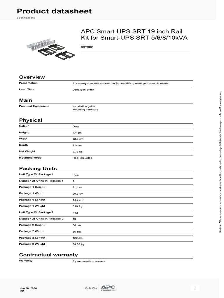 APC SmartUPS-Accessories SRTRK2 | PDF | Technology & Engineering