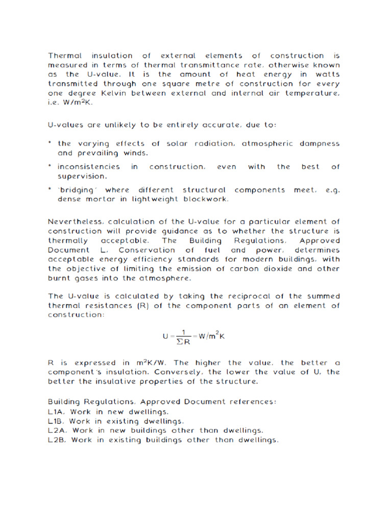 Thermal Insulation - U-Value Calculation | PDF