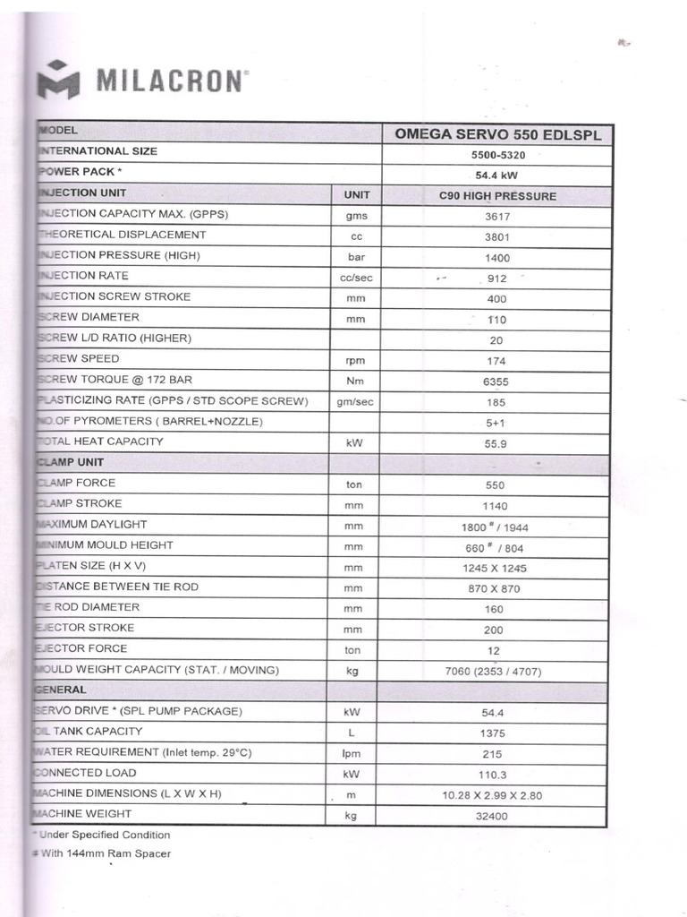 Milacron 550T | PDF