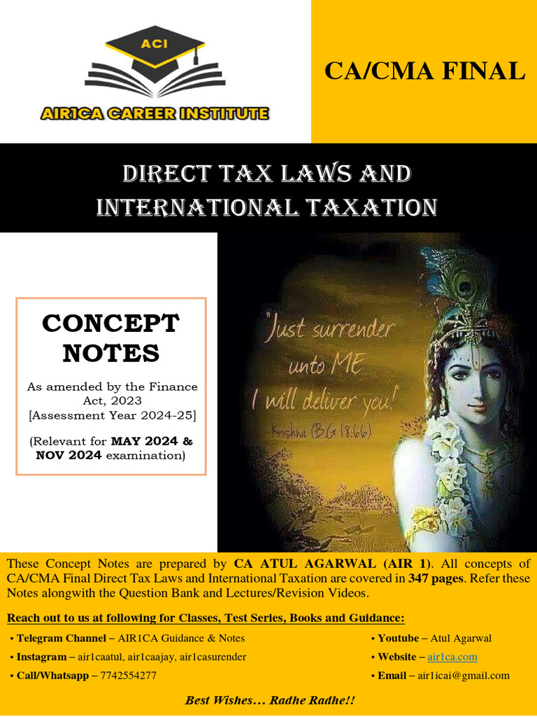 DT Notes 2024 | Download Free PDF | Taxes | International Taxation