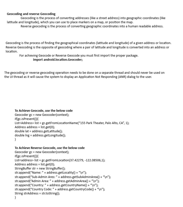 Geocoding&ReverseGeocoding | PDF