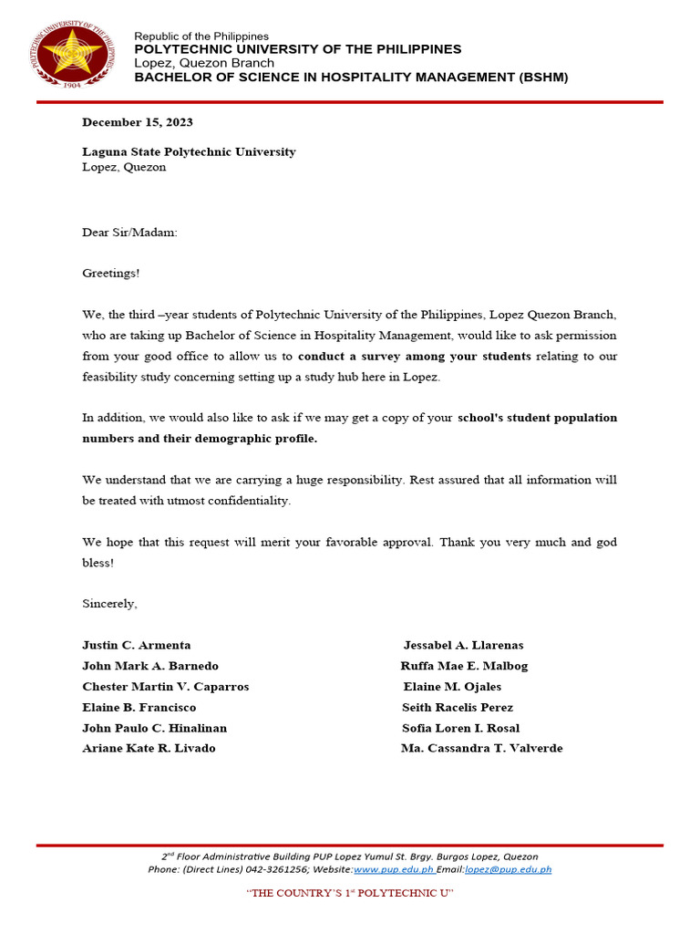 Letter To School Survey 1 1 | PDF