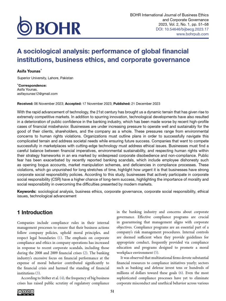 A Sociological Analysis: Performance of Global Financialinstitutions ...