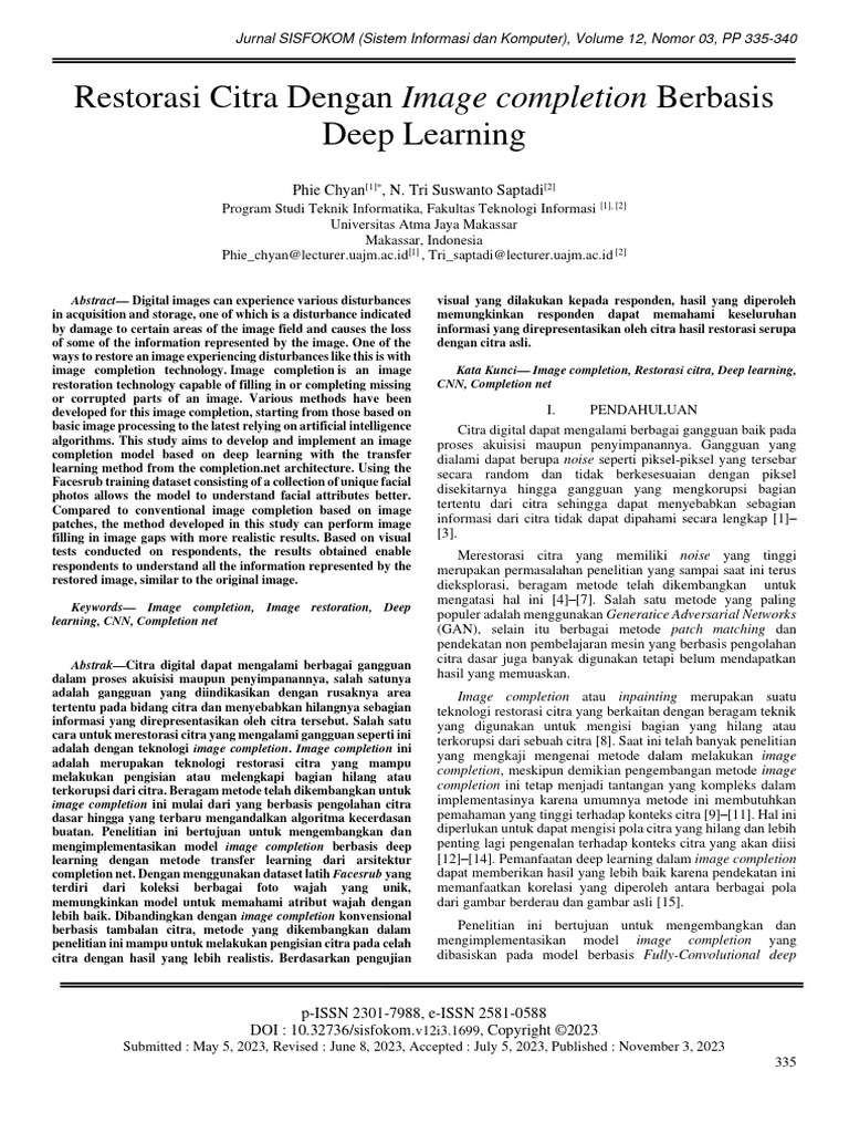 Image Restoration Using Deep Learning Based Image | PDF Image Restoration Using Deep Learning Based Image | PDF