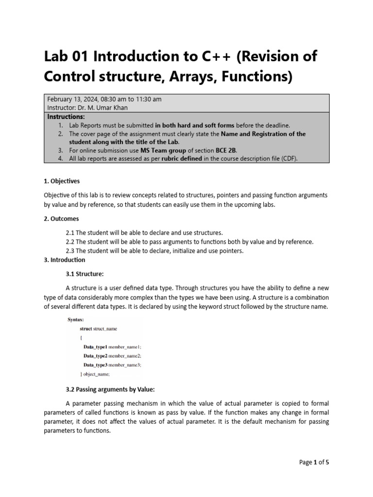 Lab 01 | PDF | Parameter (Computer Programming) | Pointer (Computer ... Lab 01 | PDF | Parameter (Computer Programming) | Pointer (Computer ...