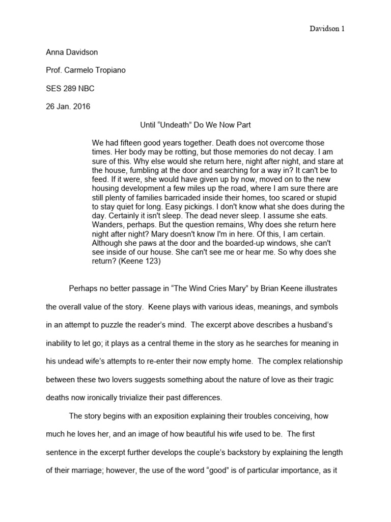 Sample Close-Reading Essay | PDF
