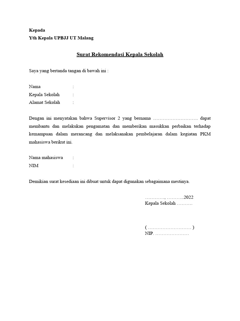 Surat Rekomendasi Ks Untuk SPV 2 | PDF