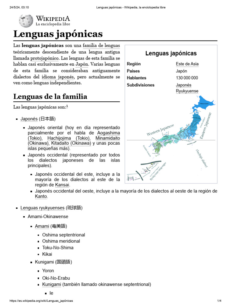 Lenguas japónicas - Wikipedia, la enciclopedia libre | PDF | Idioma ...