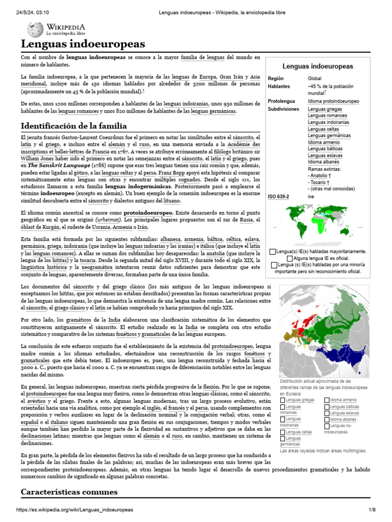 Lenguas Indoeuropeas - Wikipedia, La Enciclopedia Libre | PDF | Género ...