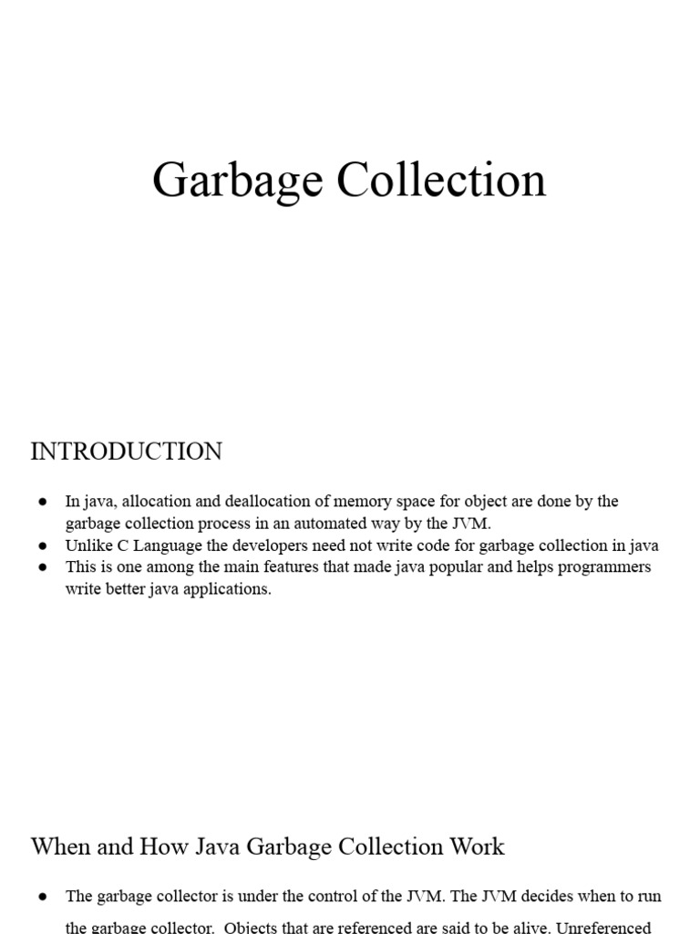 Garbage Collection | PDF | Class (Computer Programming) | Method (Computer Programming)