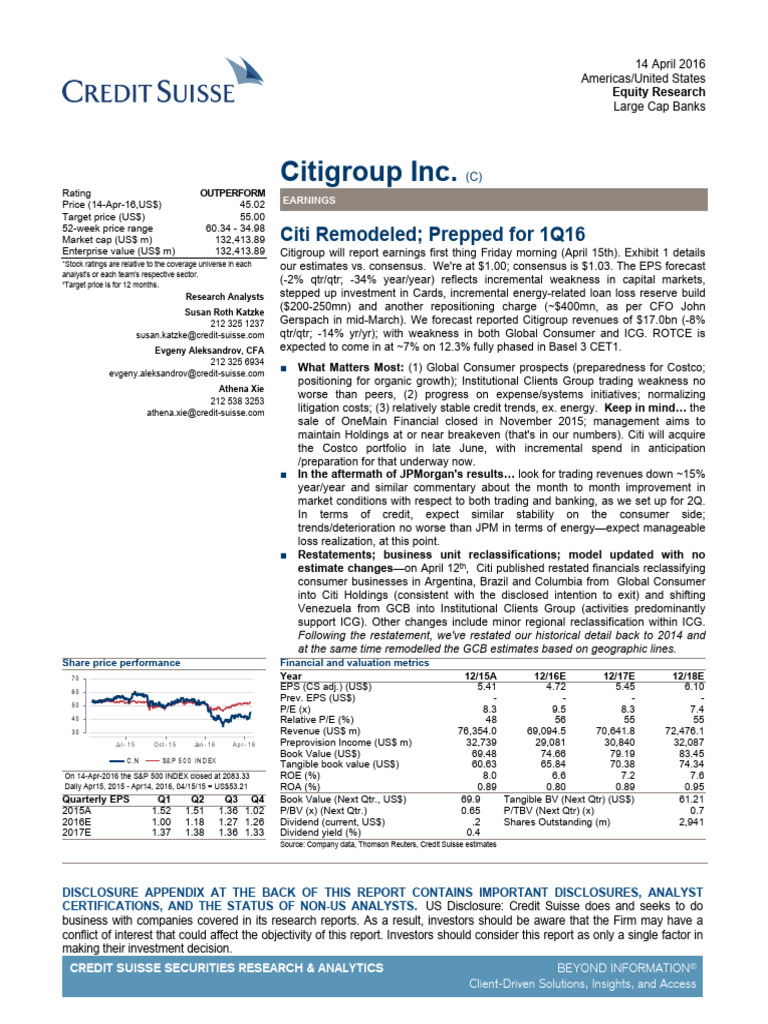 CS Equity Research Citi Report | PDF | Financial Analyst | Citigroup