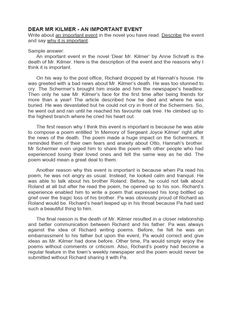 DEAR MR KILMER An Event | PDF