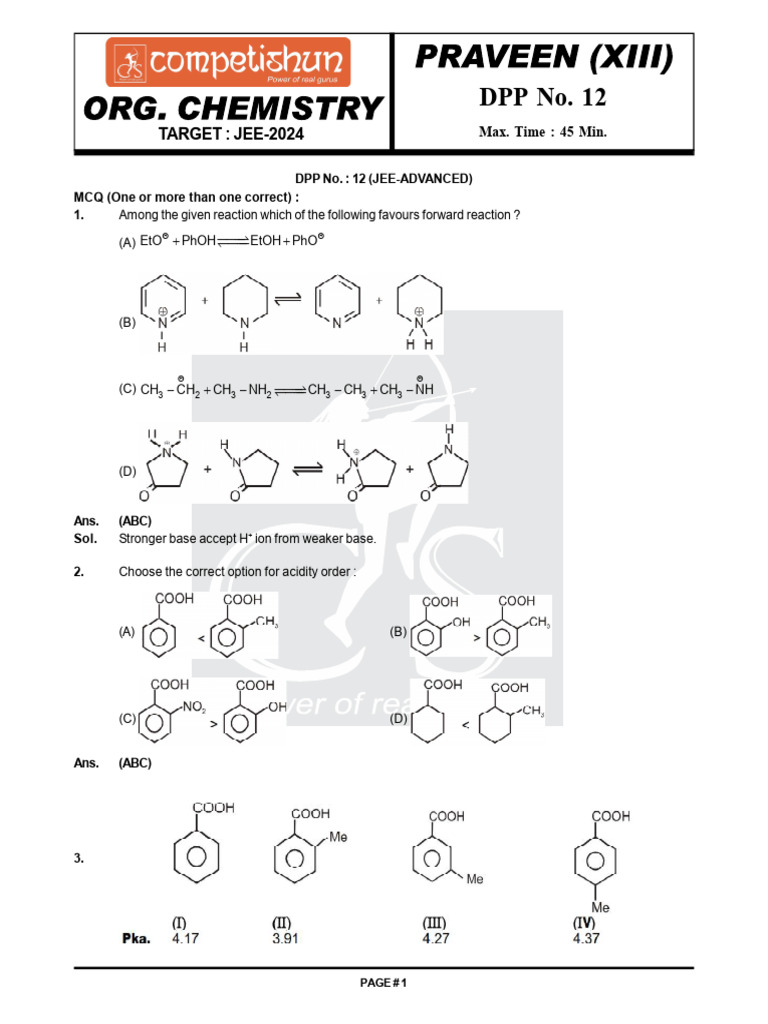 DPP-12 Text Solution 20230717095958 | PDF | Acid | Molecules