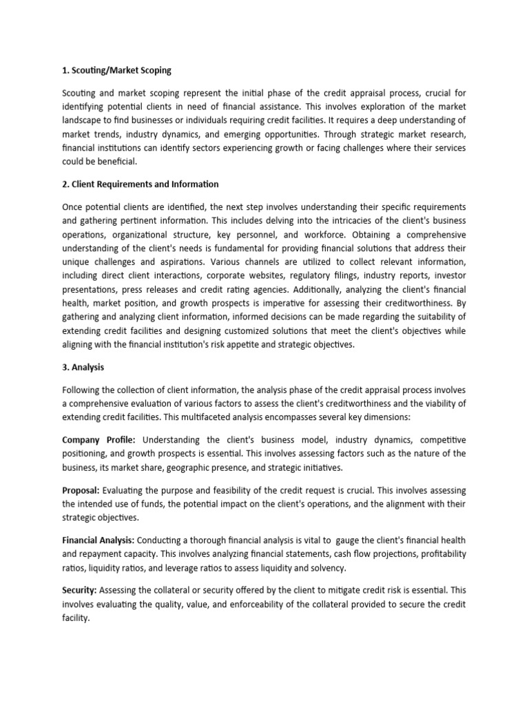 Credit Appraisal Process Guide | PDF | Credit Risk | Credit
