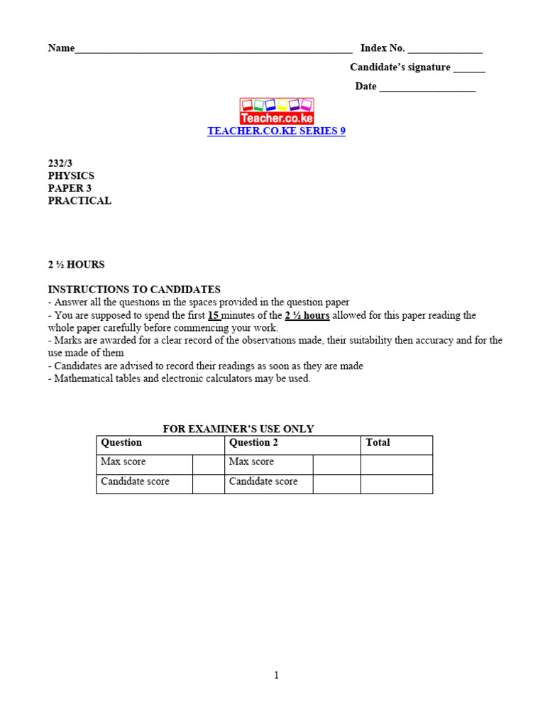 Physics Practical Exam 9 Questions | PDF | Electromagnetism | Metrology