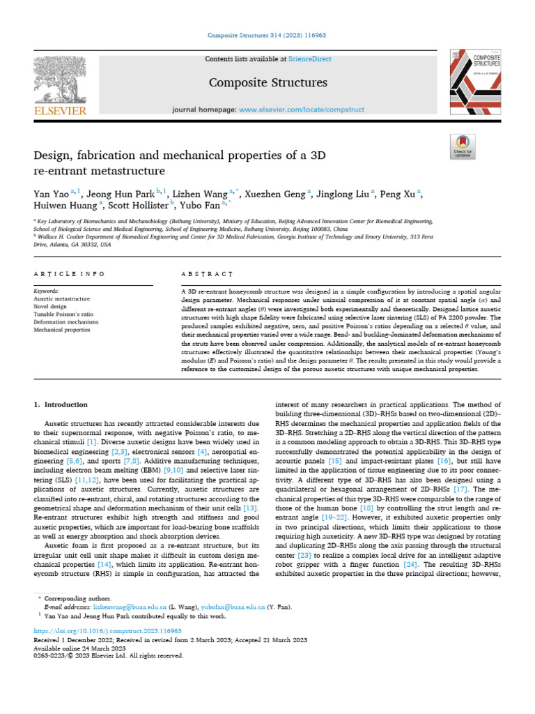 Design, Fabrication and Mechanical Properties of A 3D | Download Free PDF | Deformation ...