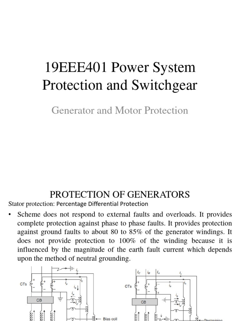 Lec19 - Generator Motor - Protection | PDF | Electric Generator | Electromagnetic Induction