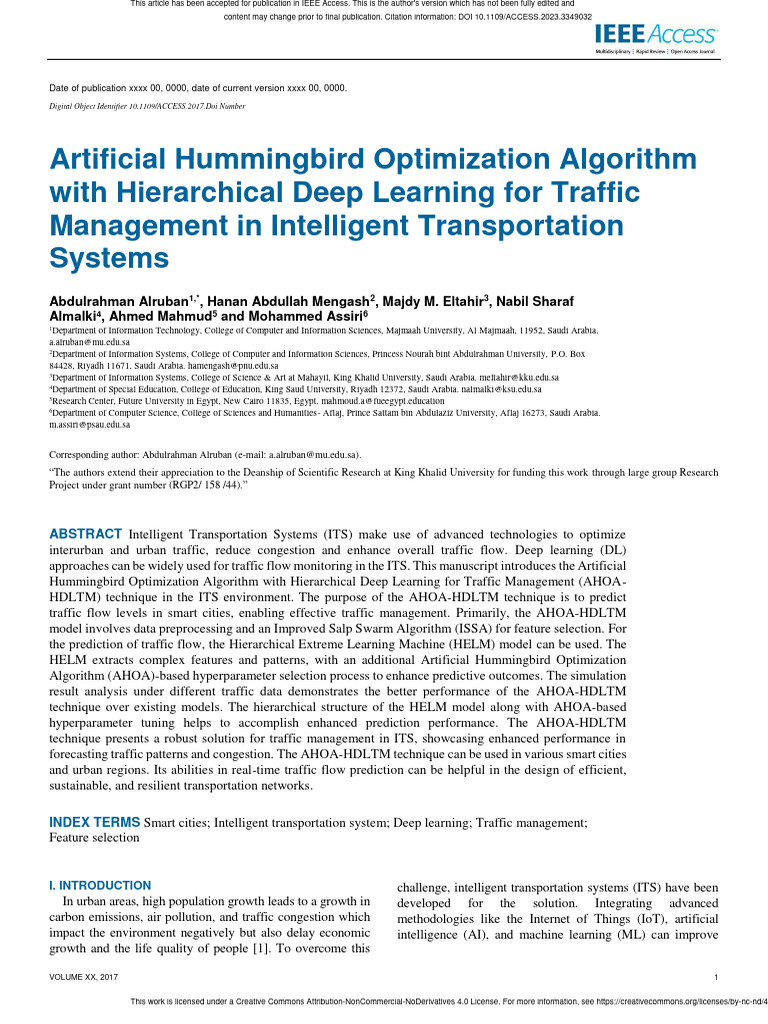 Artificial Hummingbird Optimization Algorithm With | PDF | Deep Learning | Artificial Intelligence