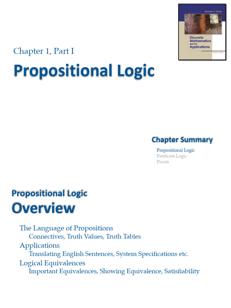 Week1 Part1 PropositionalLogic | PDF | If And Only If | Logic