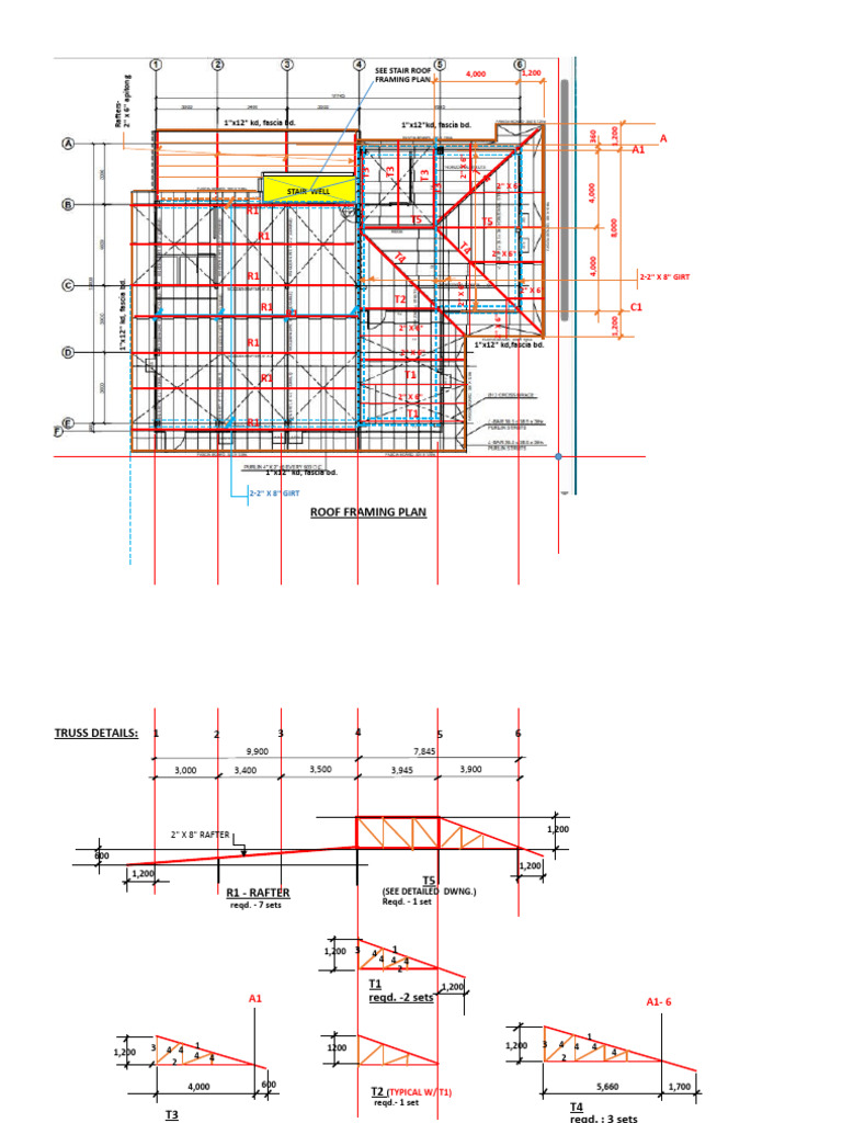 PSW 2-Storey Mfg. Office Bldg. - Roof Framing Plan | PDF | Truss | Structural Engineering