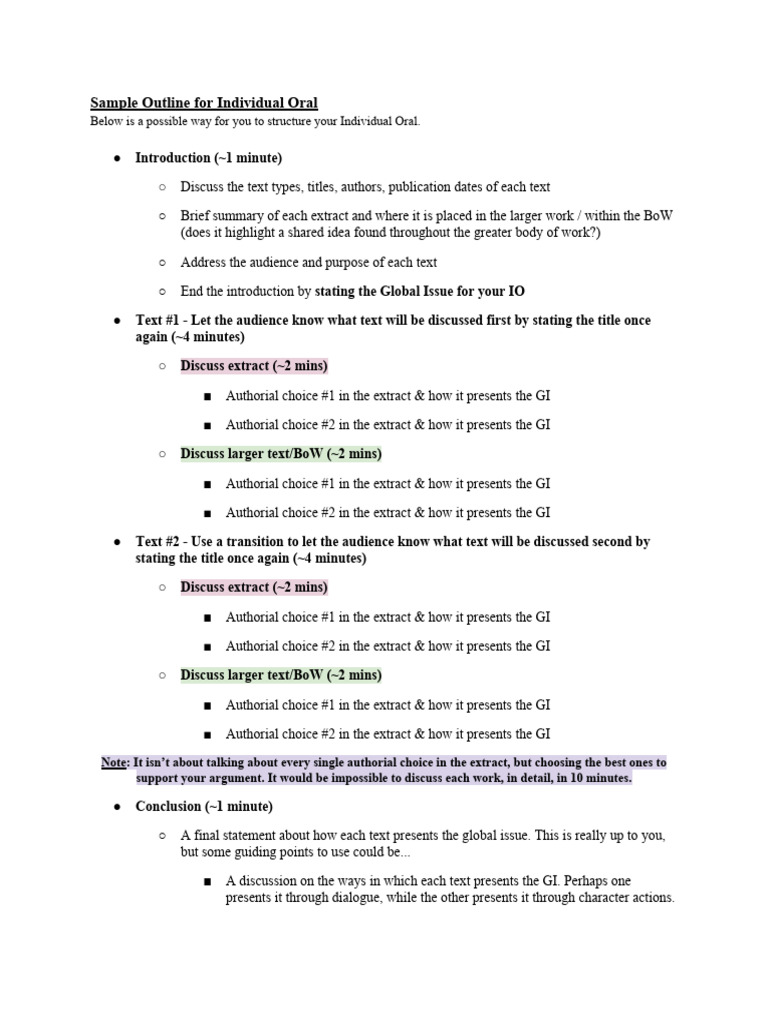 Structuring Your Individual Oral | PDF