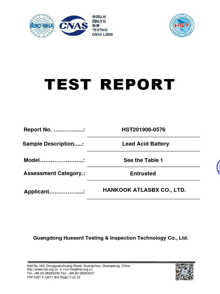 Test Report Hankook | Download Free PDF | Electrical Resistance And ...