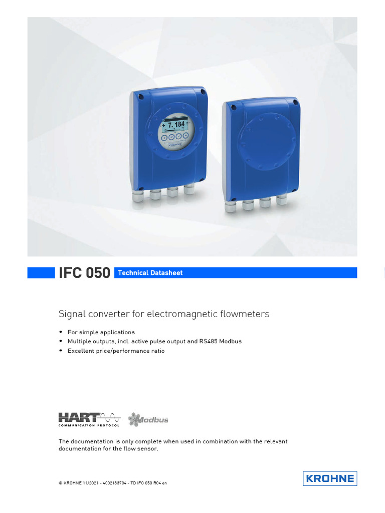 IFC050 - en - 211129 - Technical Datasheet | PDF | Flow Measurement ...